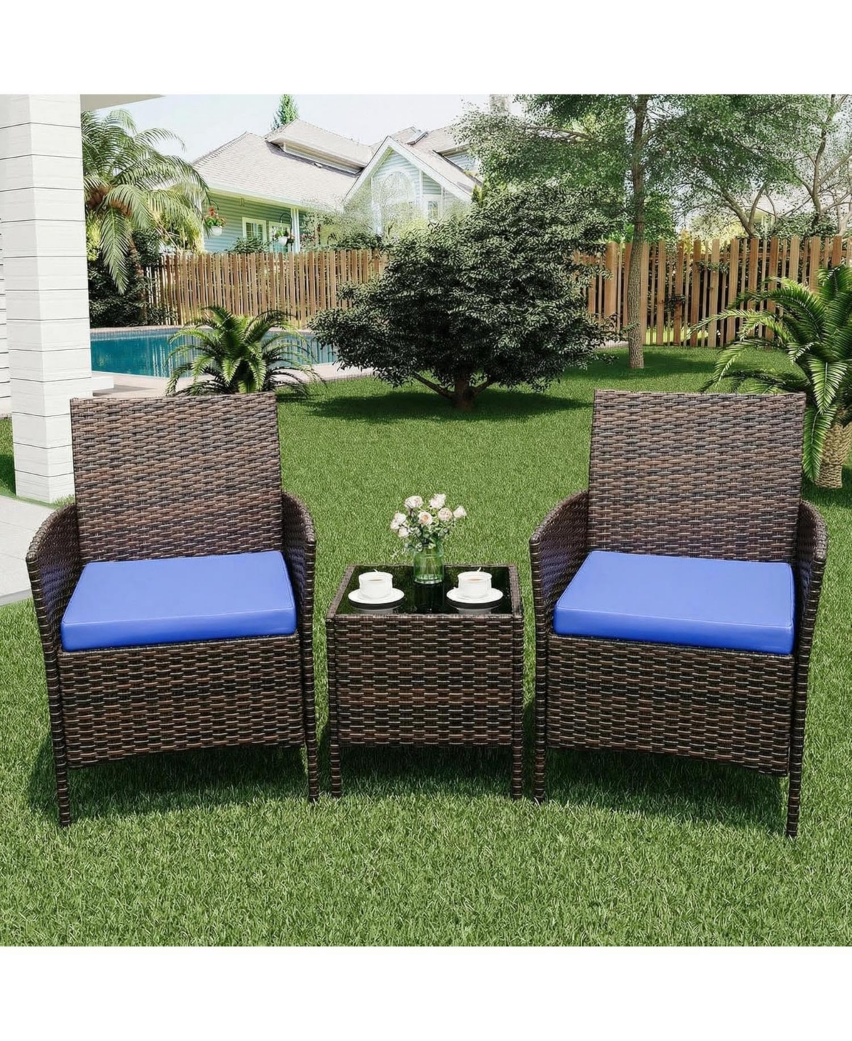 Click here for gaomon 3-Piece Wicker Bistro Set with Glass Table... prices