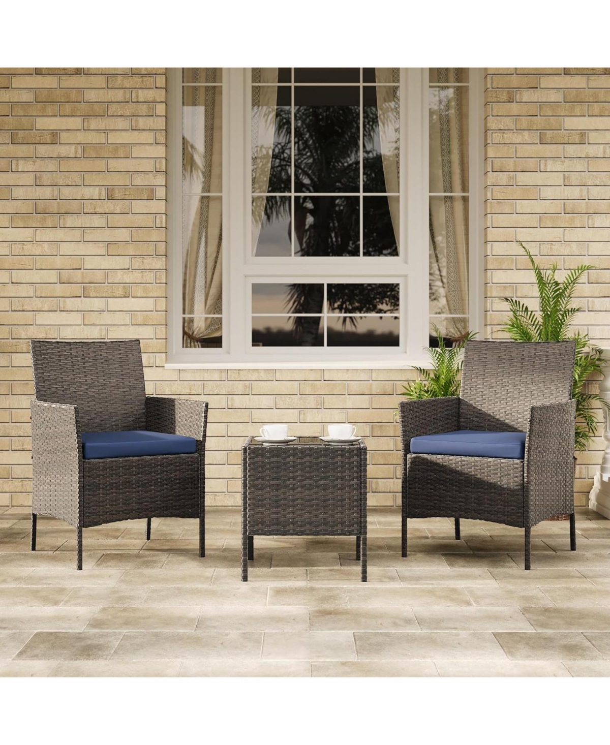 Click here for gaomon 3-Piece Wicker Bistro Set with Glass Table... prices