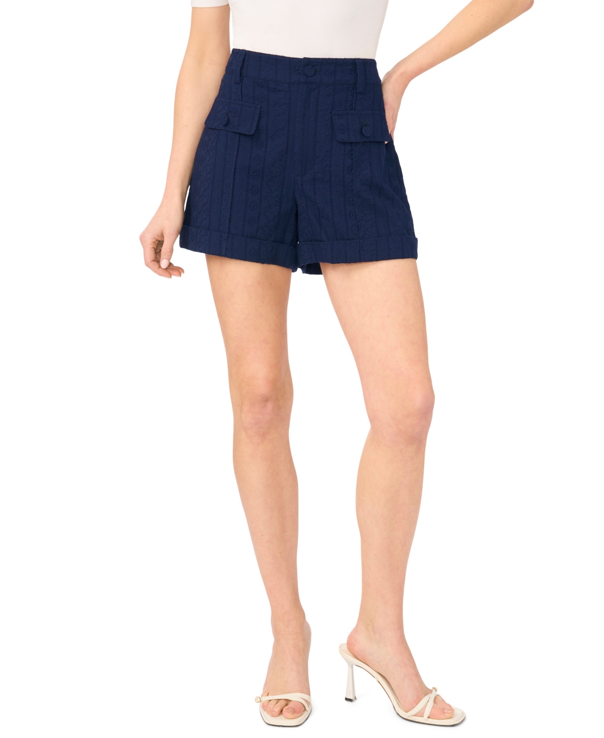 Click here for CeCe Womens High-Rise Cuffed Cotton Shorts - Class... prices