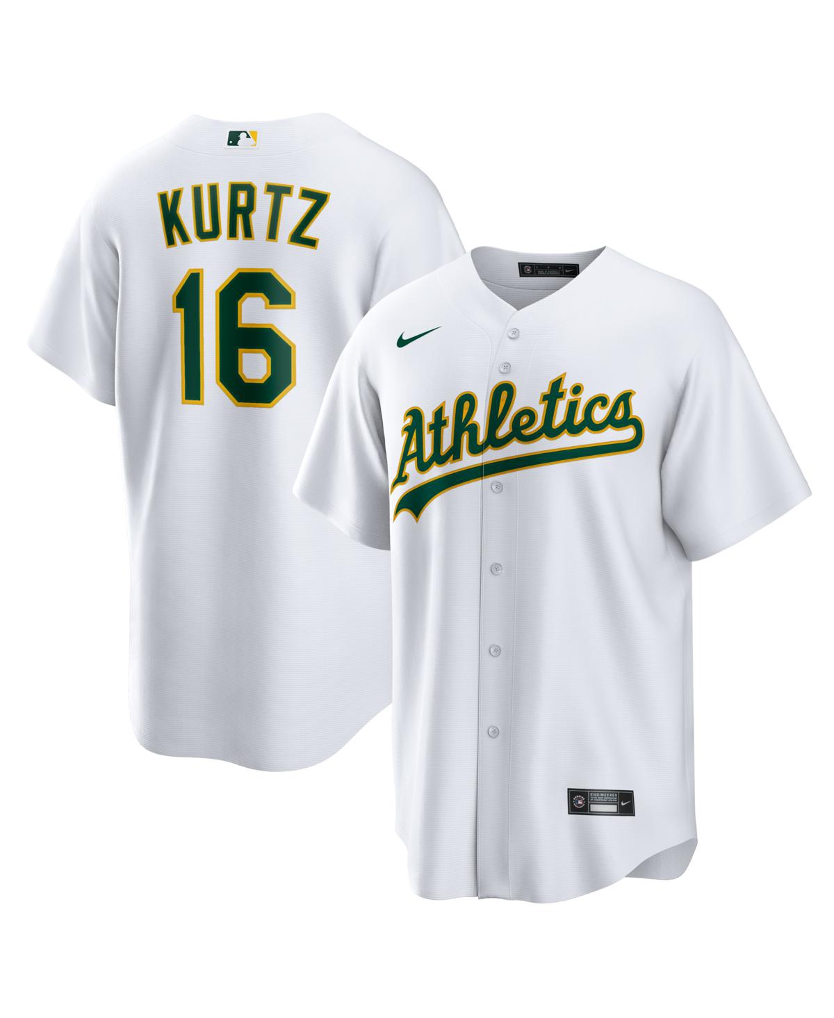 Click here for Nike Mens Nick Kurtz White Athletics Home Replica... prices