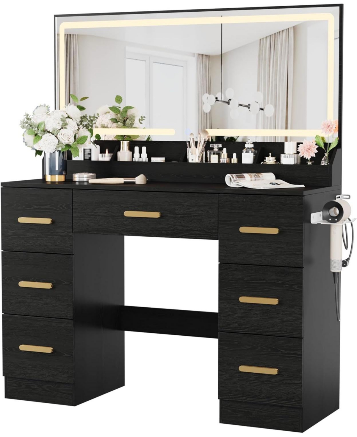 Click here for gaomon Vanity Desk with Large Mirror & Lights  45.... prices