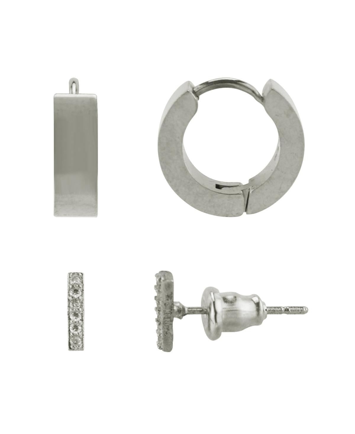 Click here for Rebl Jewelry Stainless Steel Cz Stud And Hoop Set... prices