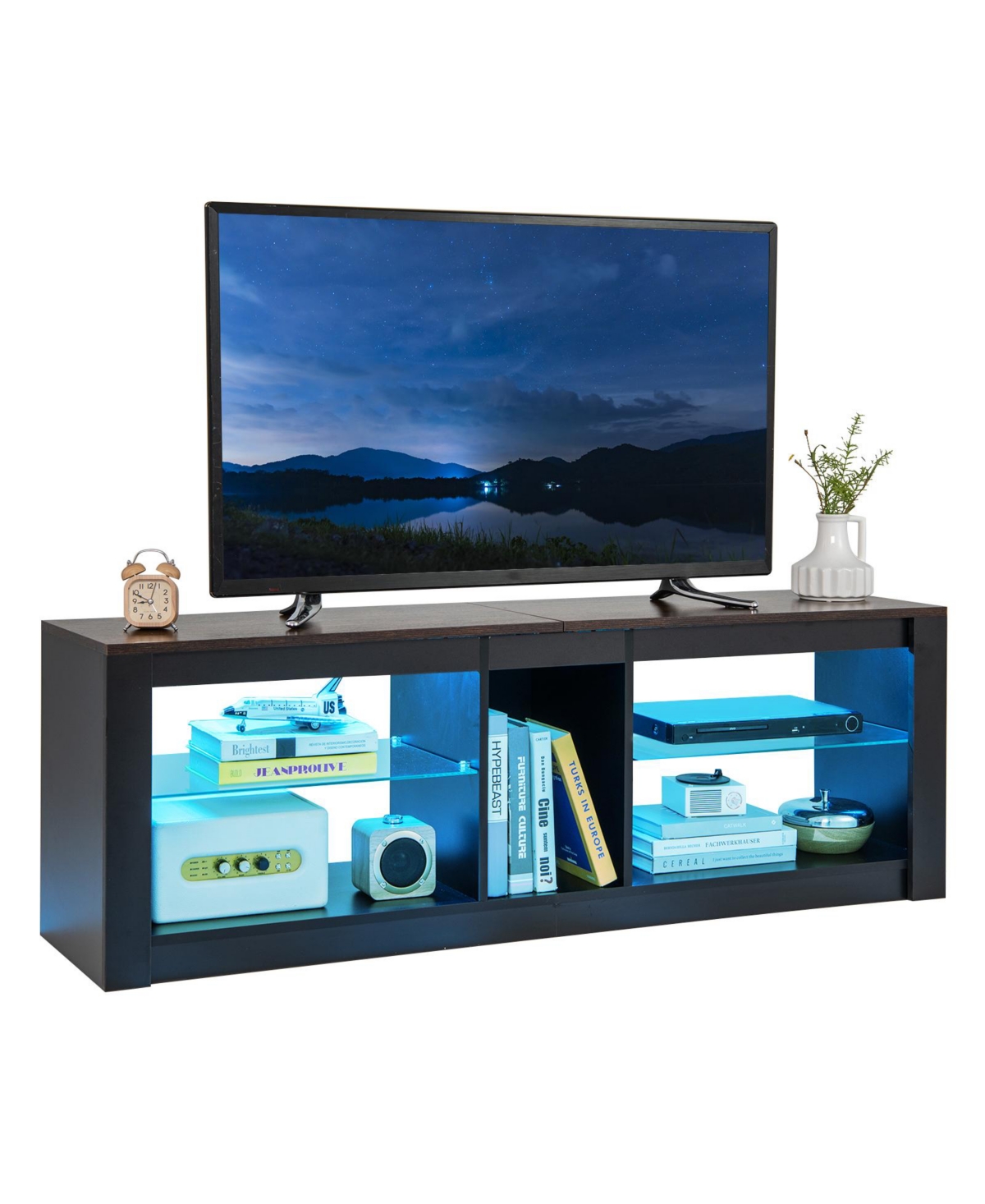 Click here for Sugift Modern Tv Stand with Led Light and Adjustab... prices