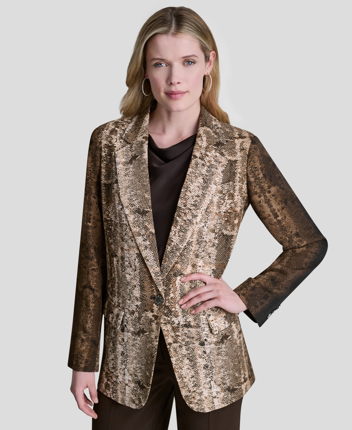Click here for Dkny Womens Printed Long-Sleeve Blazer - Mojave To... prices