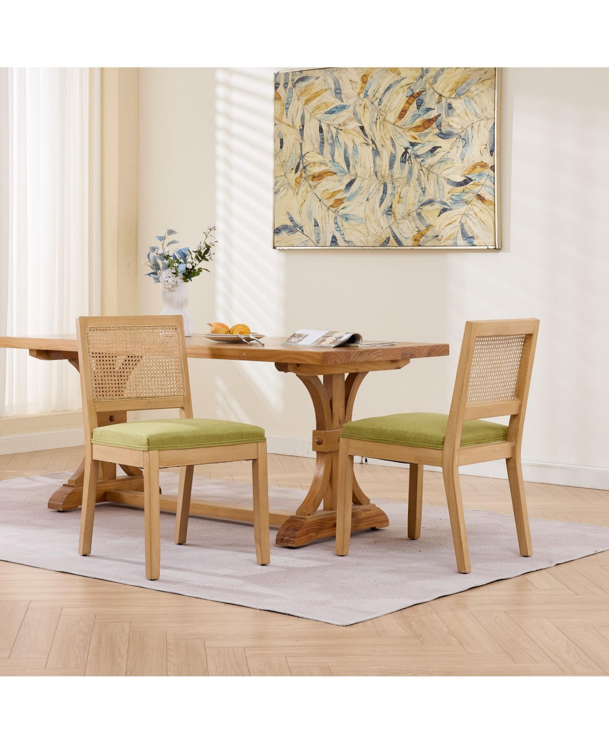 Click here for Rainsken Farmhouse Rattan Dining Chairs Set of 2... prices