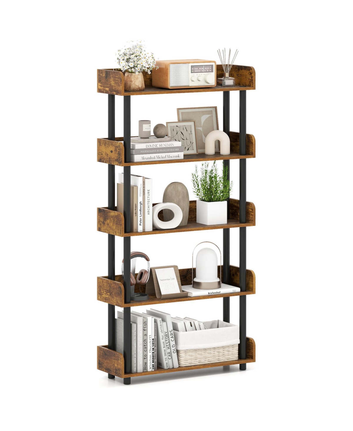 Click here for Sugift 5-Tier Open Bookcase with Industrial Storag... prices
