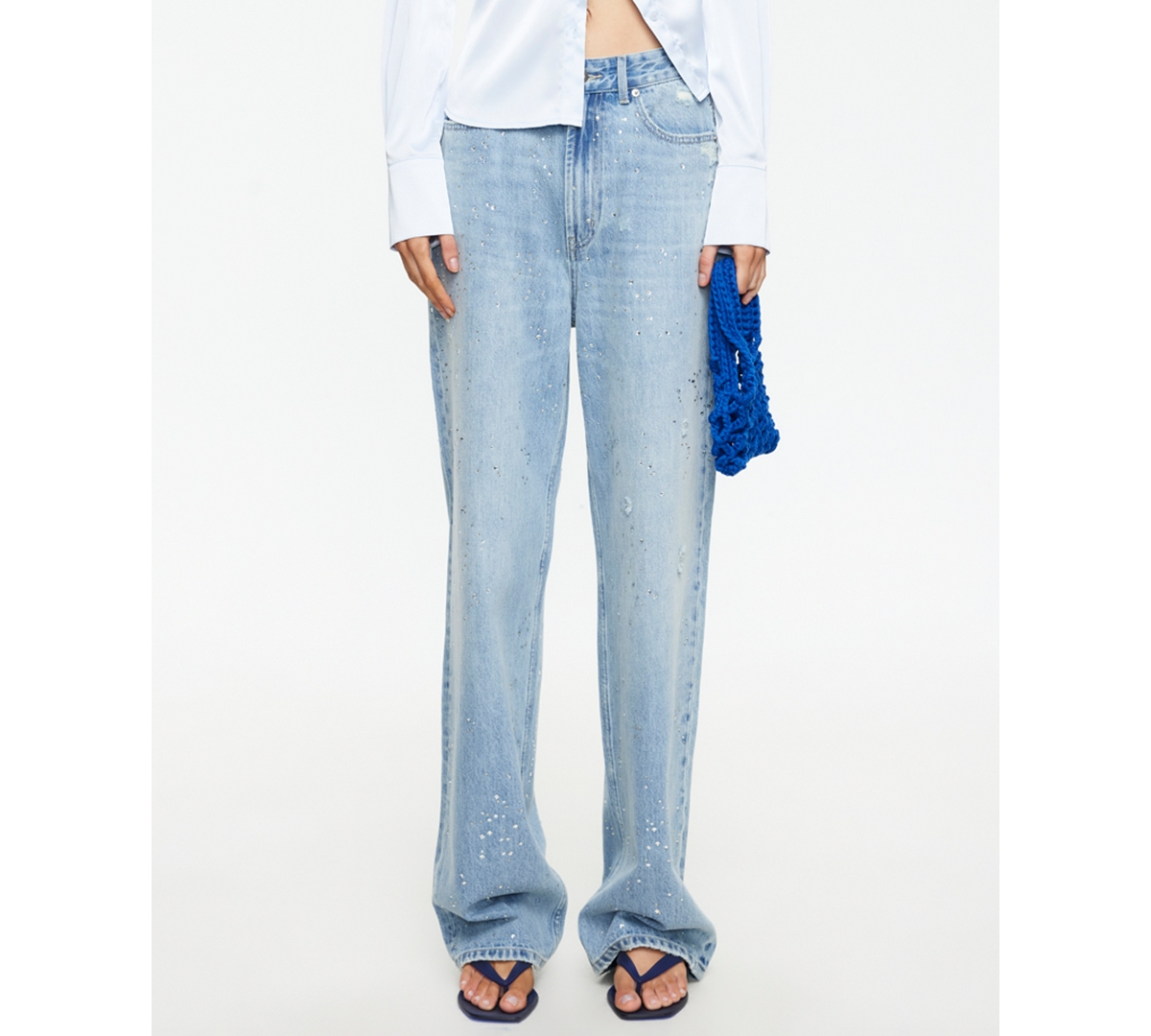 Click here for Lioness Womens Diamante Straight Cotton Jeans - Li... prices