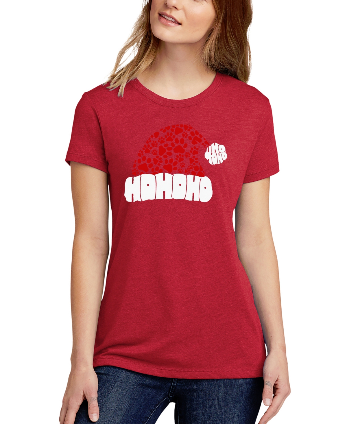 Click here for La Pop Art Womens Premium Blend Paw Print Santa Ha... prices