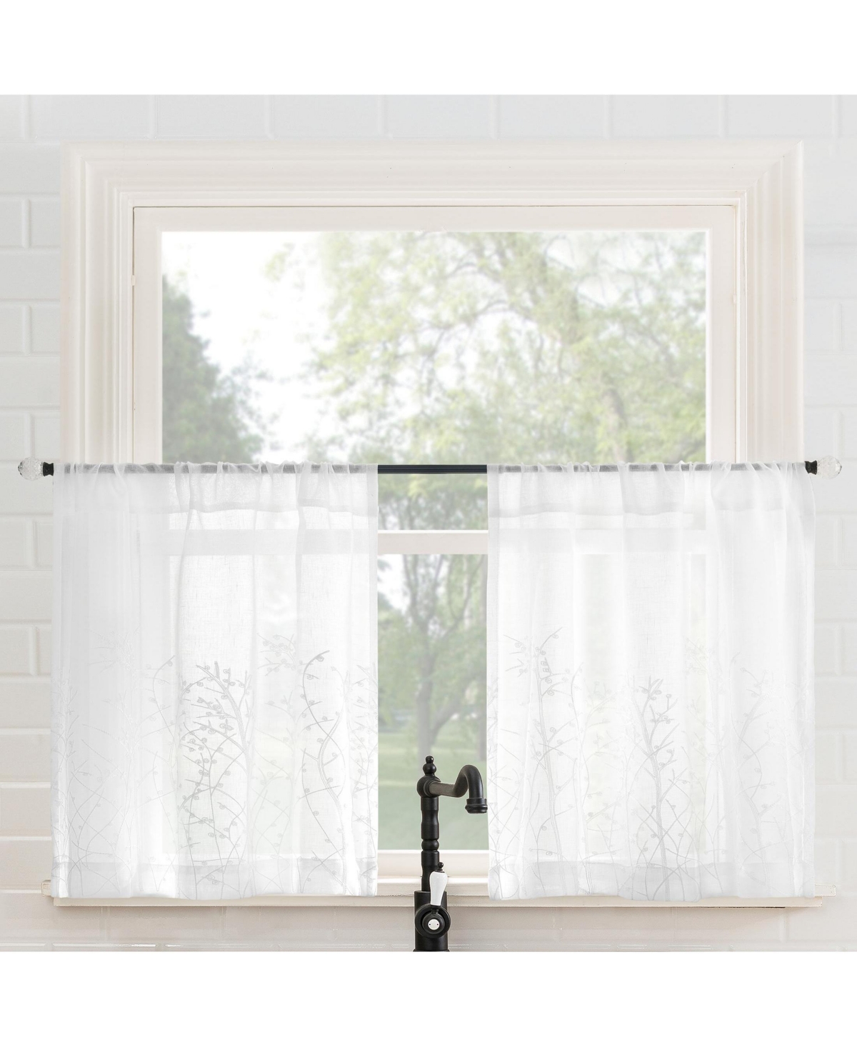 Click here for No. 918 Madeira Embroidered Floral Sheer Rod Pocke... prices