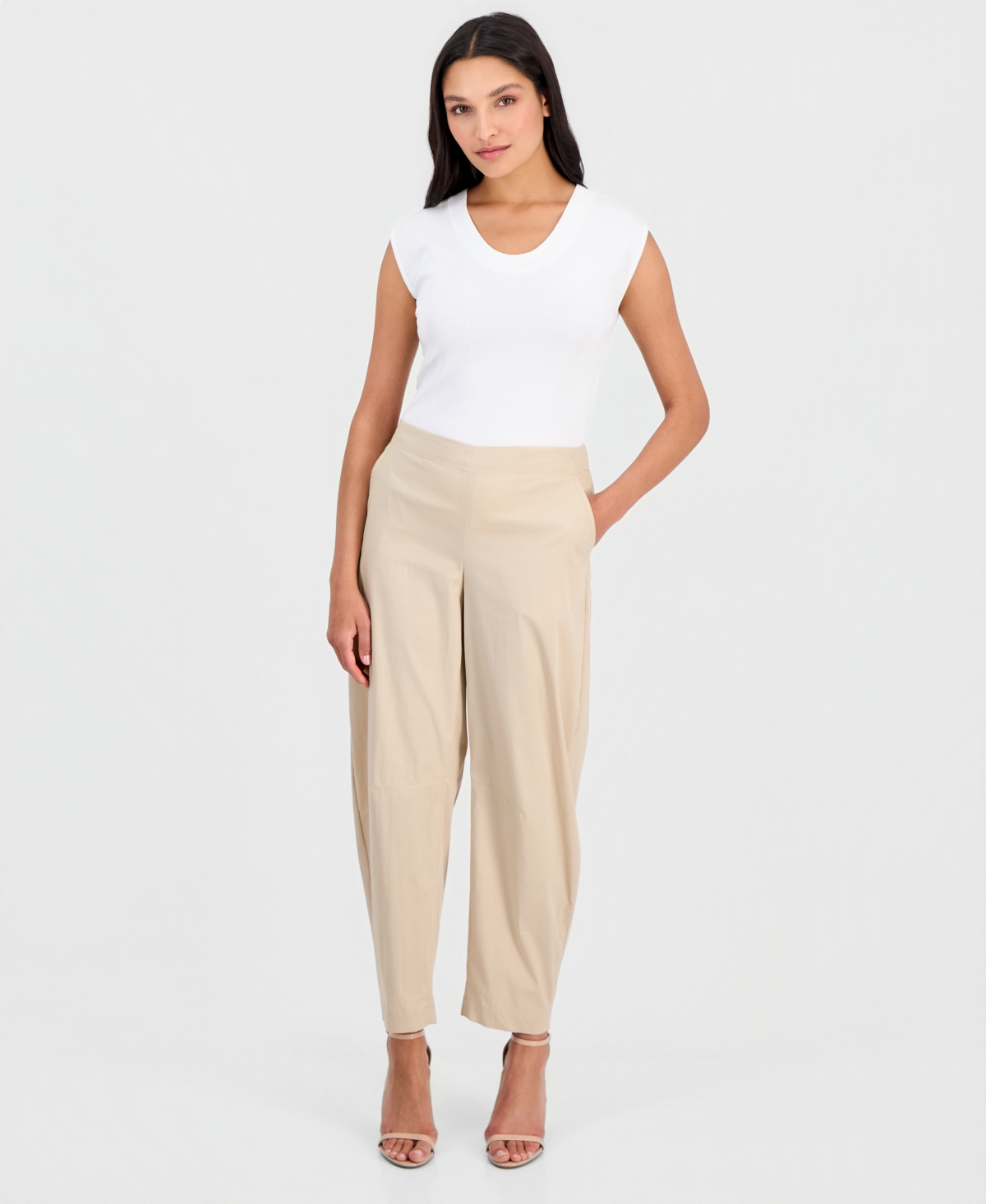 Click here for Anne Klein Petite Pull-On Barrel-Leg Pants - Safar... prices