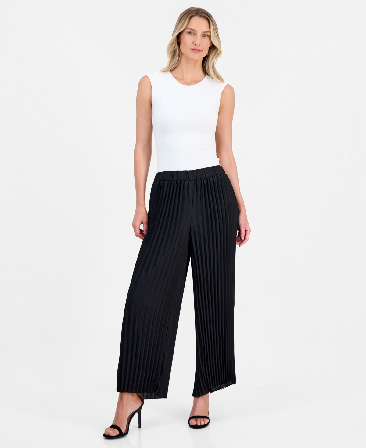 Click here for Anne Klein Womens Pleated Wide-Leg Pants  Regular... prices