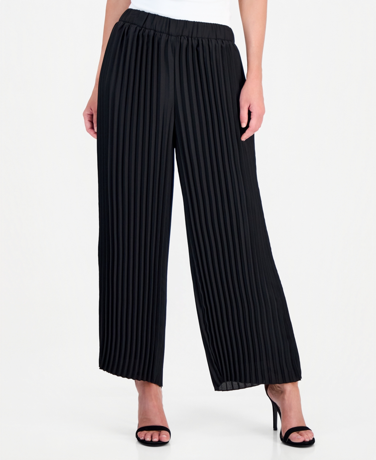 Click here for Anne Klein Petite Wide Leg Pull-On Ankle Pants - A... prices