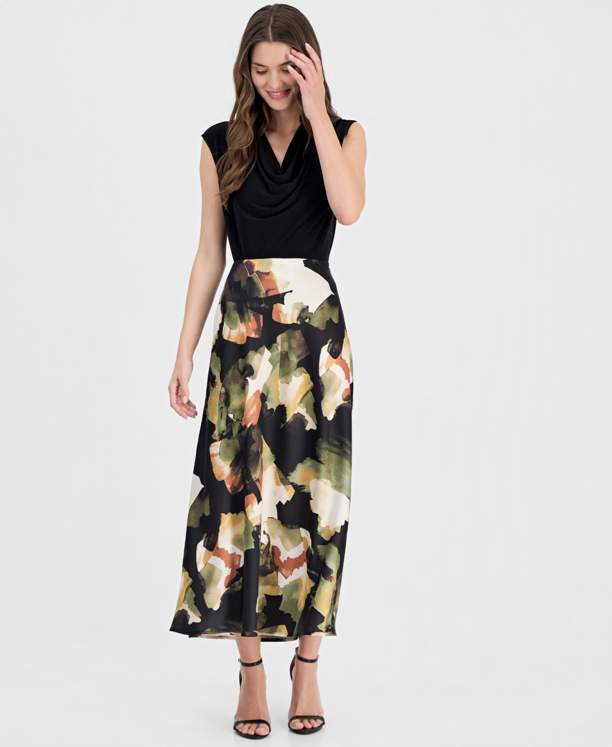Click here for Anne Klein Womens Printed Pull-On Bias Skirt - Bay... prices