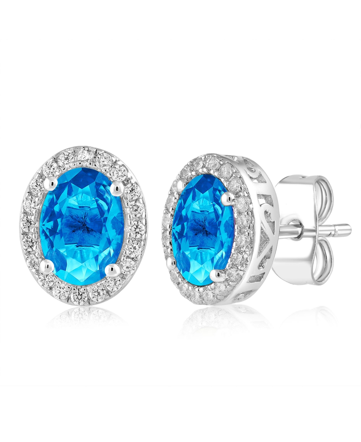 Click here for Simona Elegant Oval Birthstone Halo Cz Studs - Mar... prices
