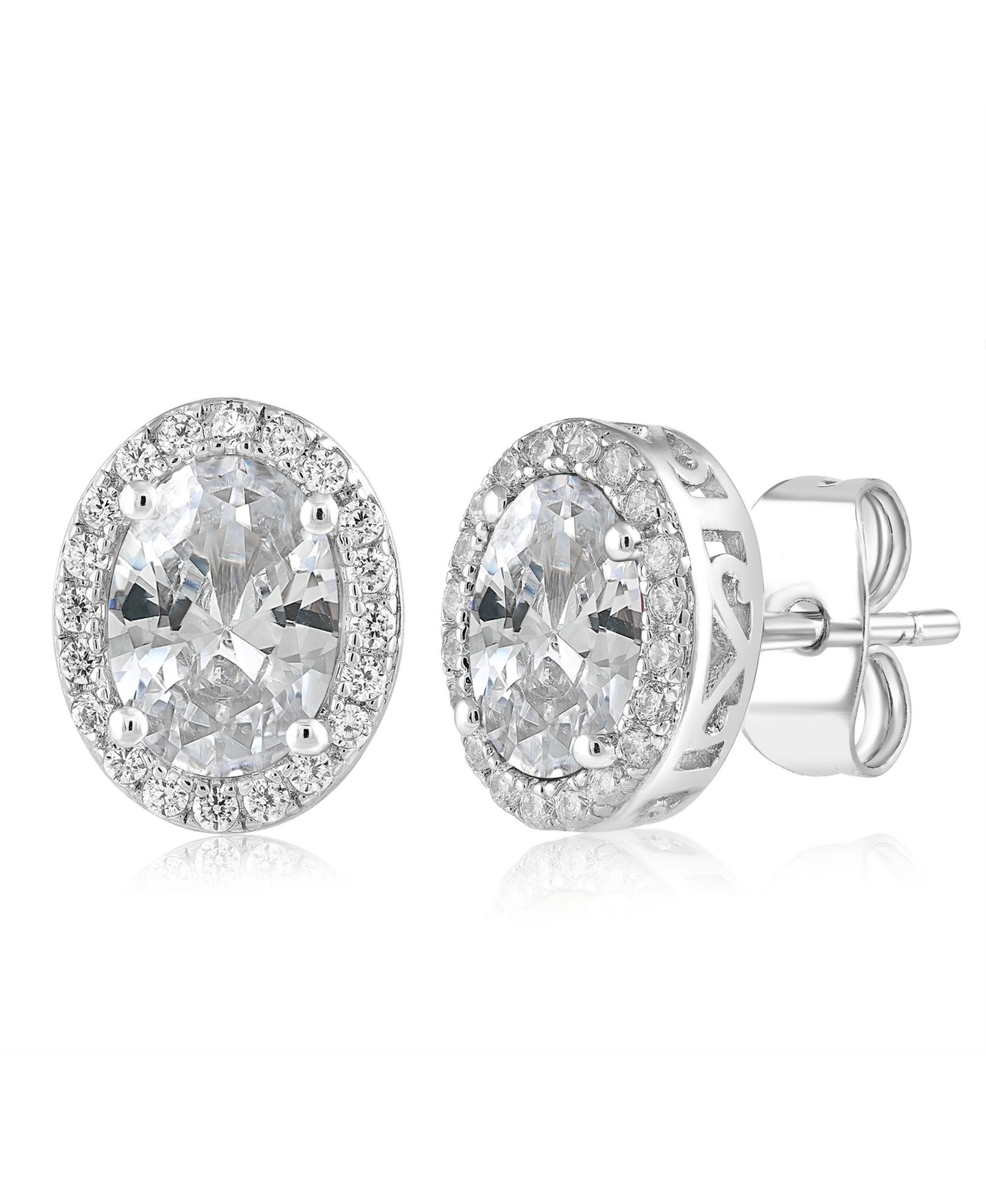 Click here for Simona Elegant Oval Birthstone Halo Cz Studs - Apr... prices