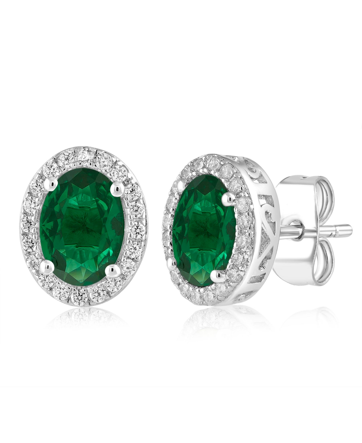 Click here for Simona Elegant Oval Birthstone Halo Cz Studs - May... prices