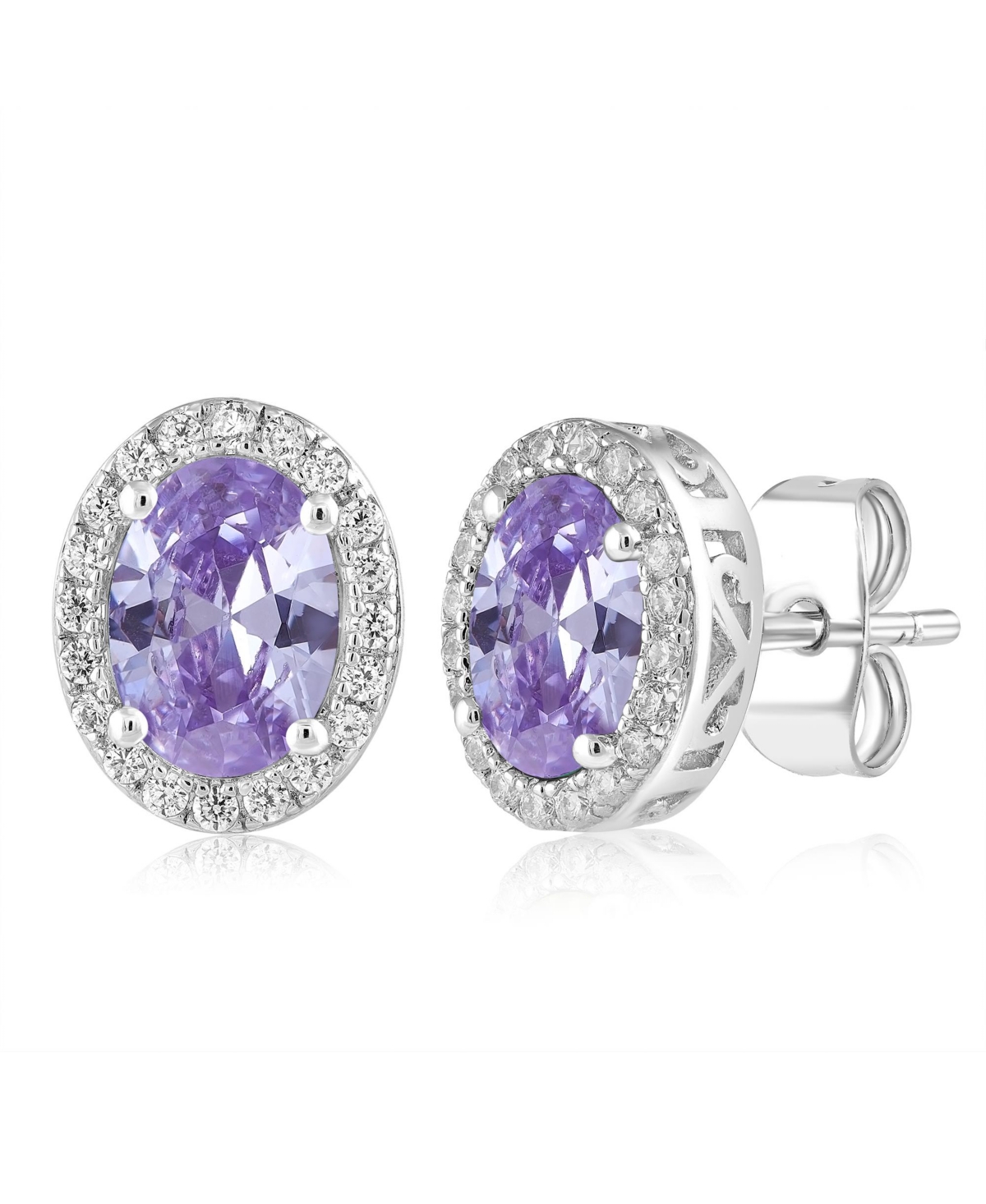 Click here for Simona Elegant Oval Birthstone Halo Cz Studs - Jun... prices