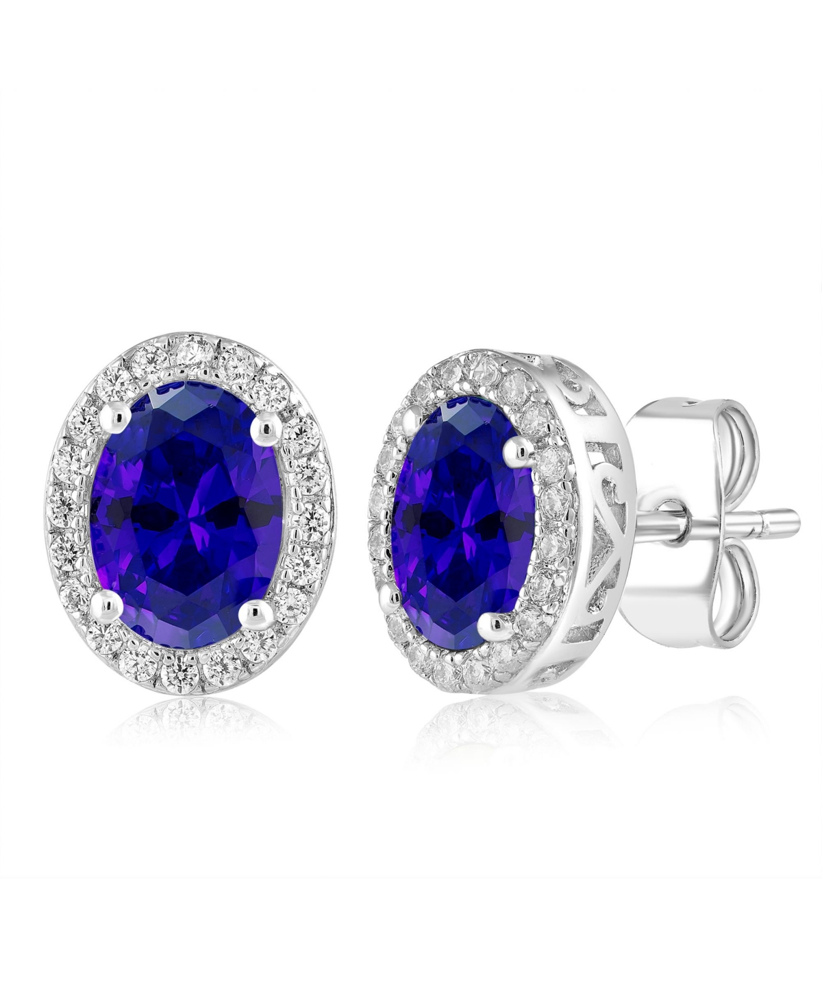 Click here for Simona Elegant Oval Birthstone Halo Cz Studs - Sep... prices