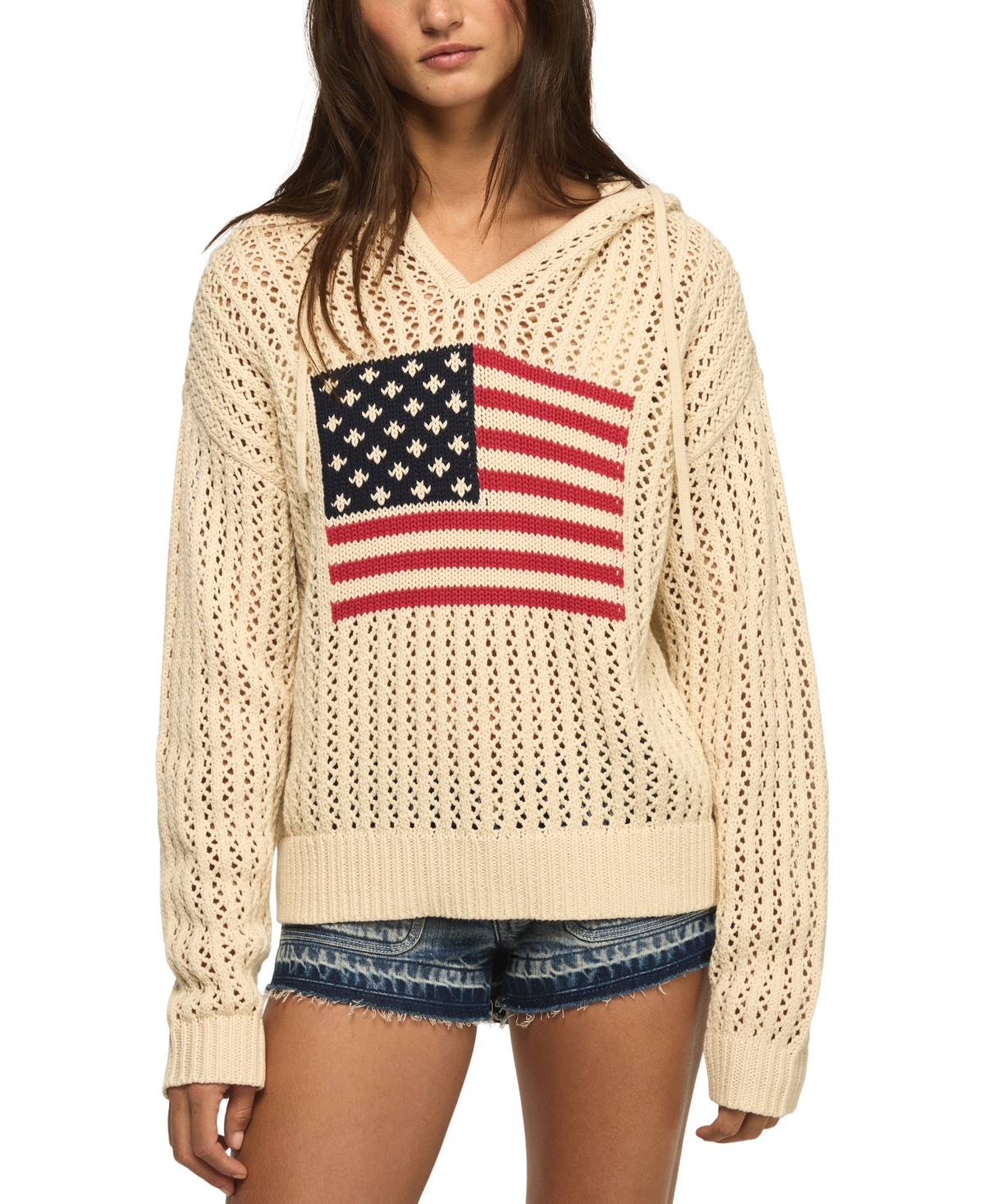 Click here for Lucky Brand Womens Americana Flag Cotton Hooded Sw... prices