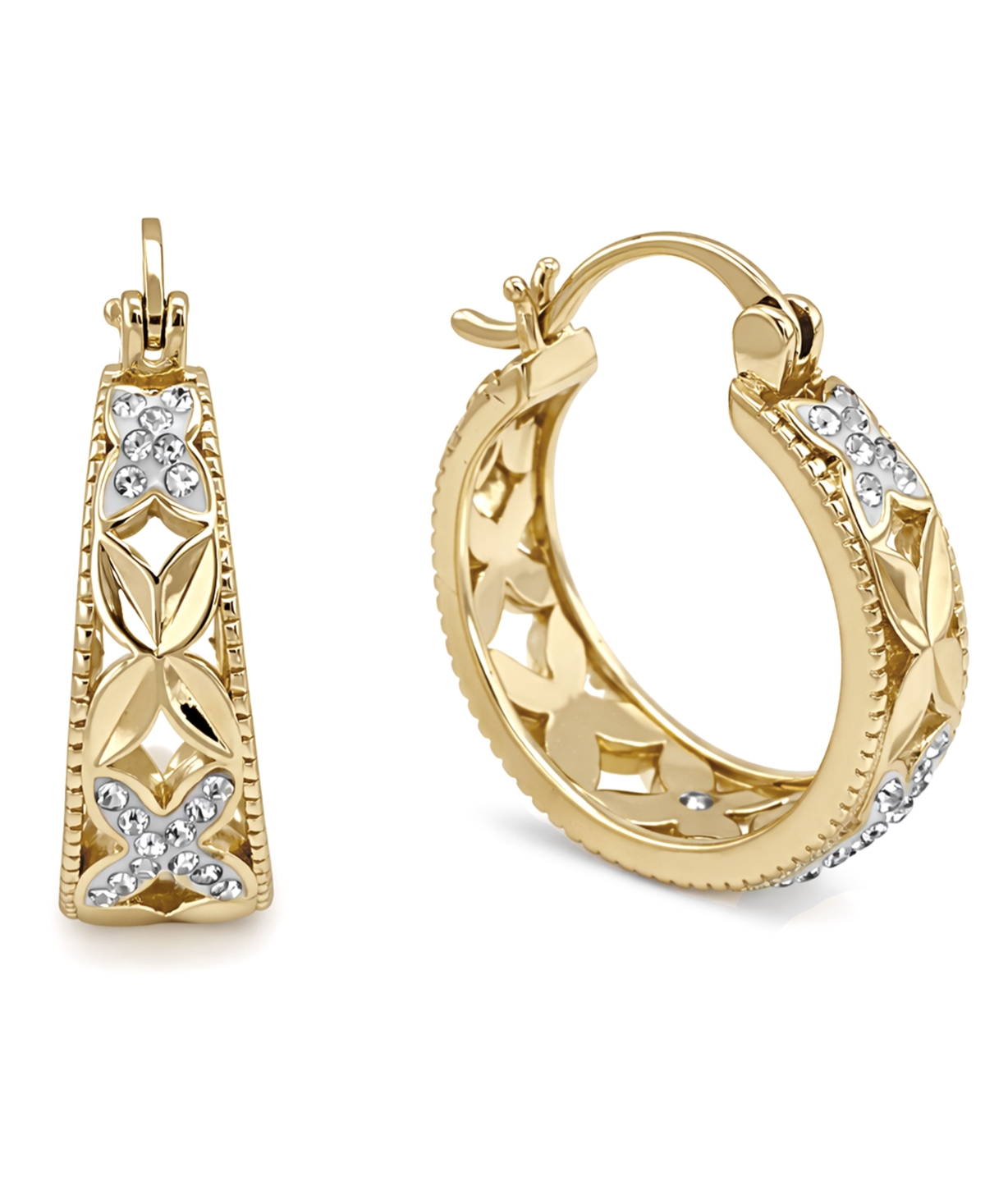 Click here for And Now This Crystal 18K Gold Plated Hoop Earring... prices