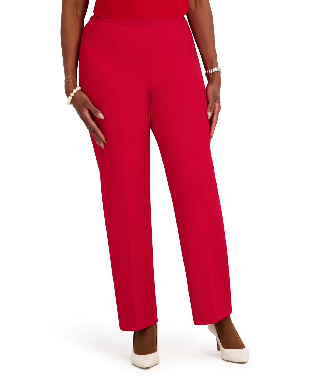 Click here for Kasper Womens Elasticized Back Wide-Leg Pants - Cr... prices