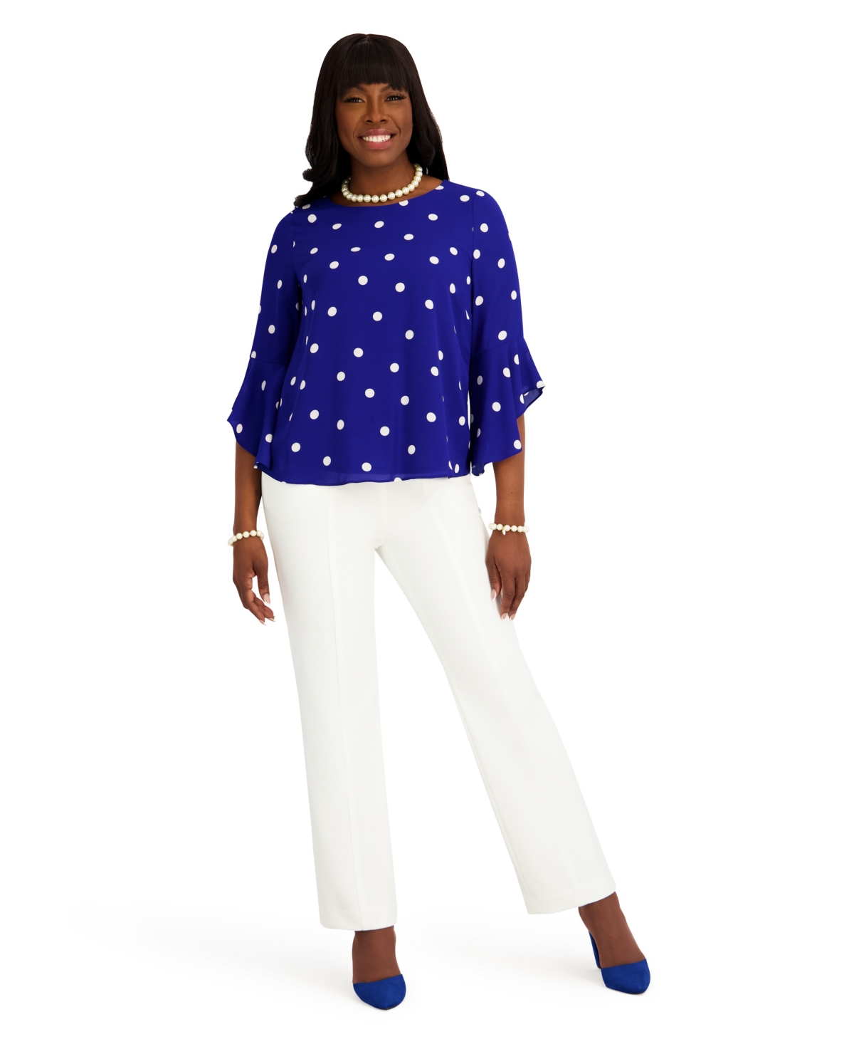 Click here for Kasper Womens Boat Neck Ruffle Sleeves Blouse - Ro... prices