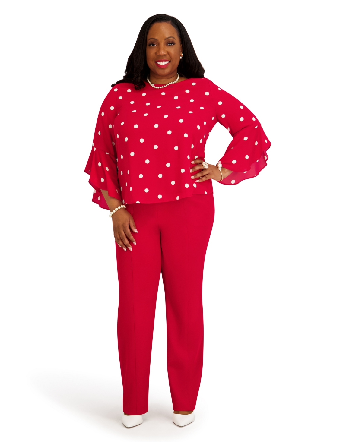 Click here for Kasper Womens Boat Neck Ruffle Sleeves Blouse - Cr... prices