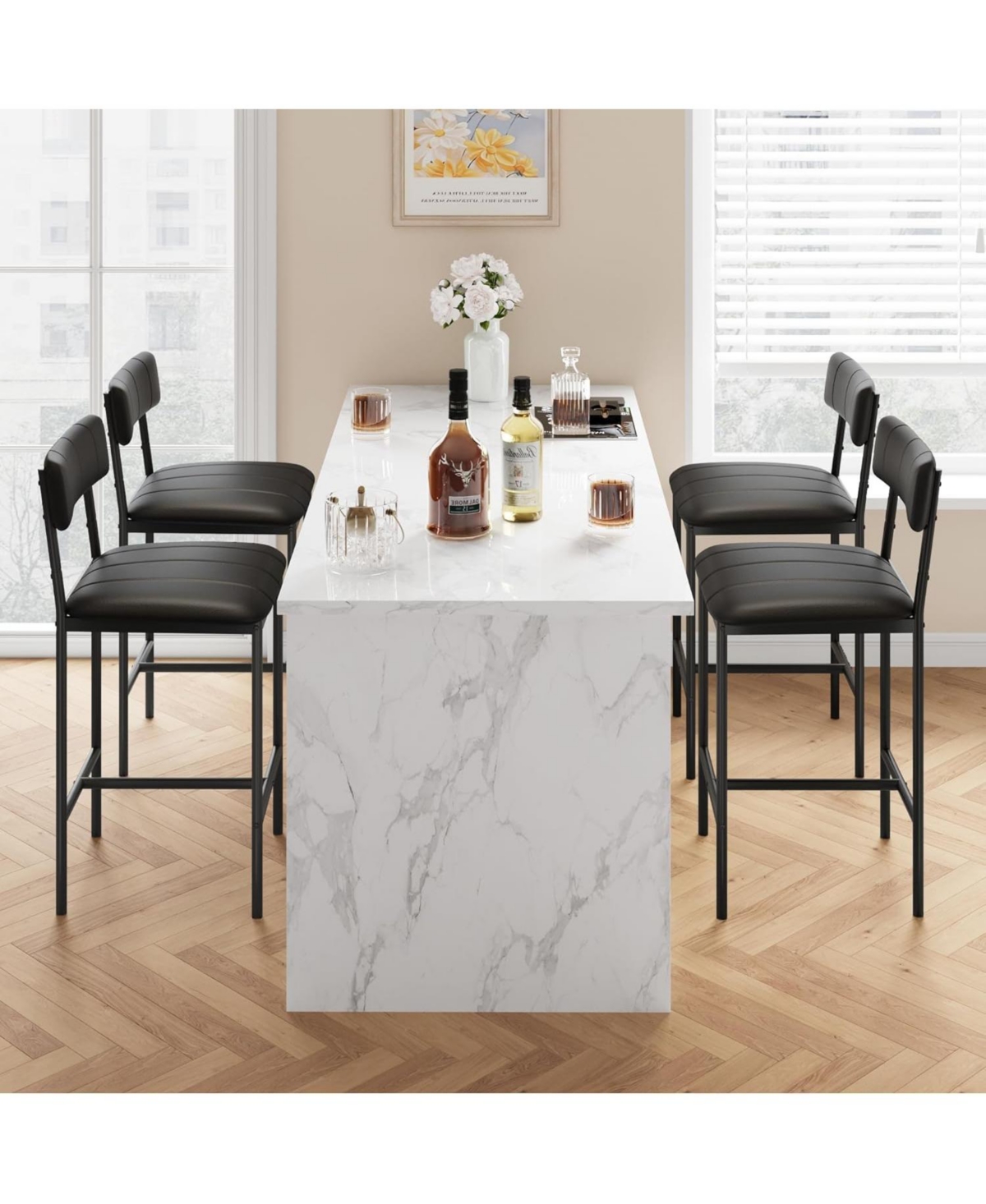 Click here for gaomon Set of 4 Steel-Leg Padded High-Back Dining... prices