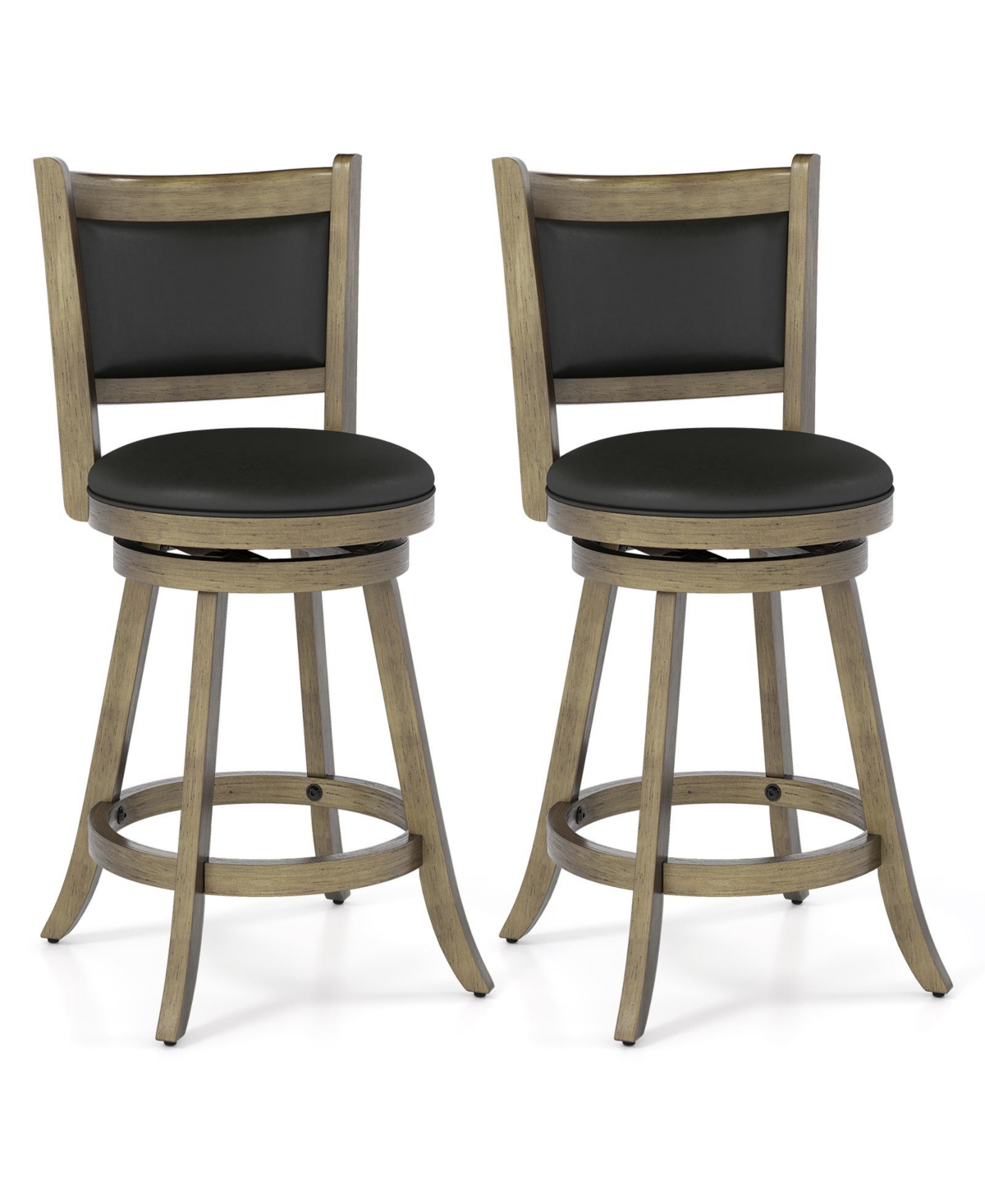 Click here for Gymax Swivel Bar Stools Solid Rubber Wood Frame Se... prices