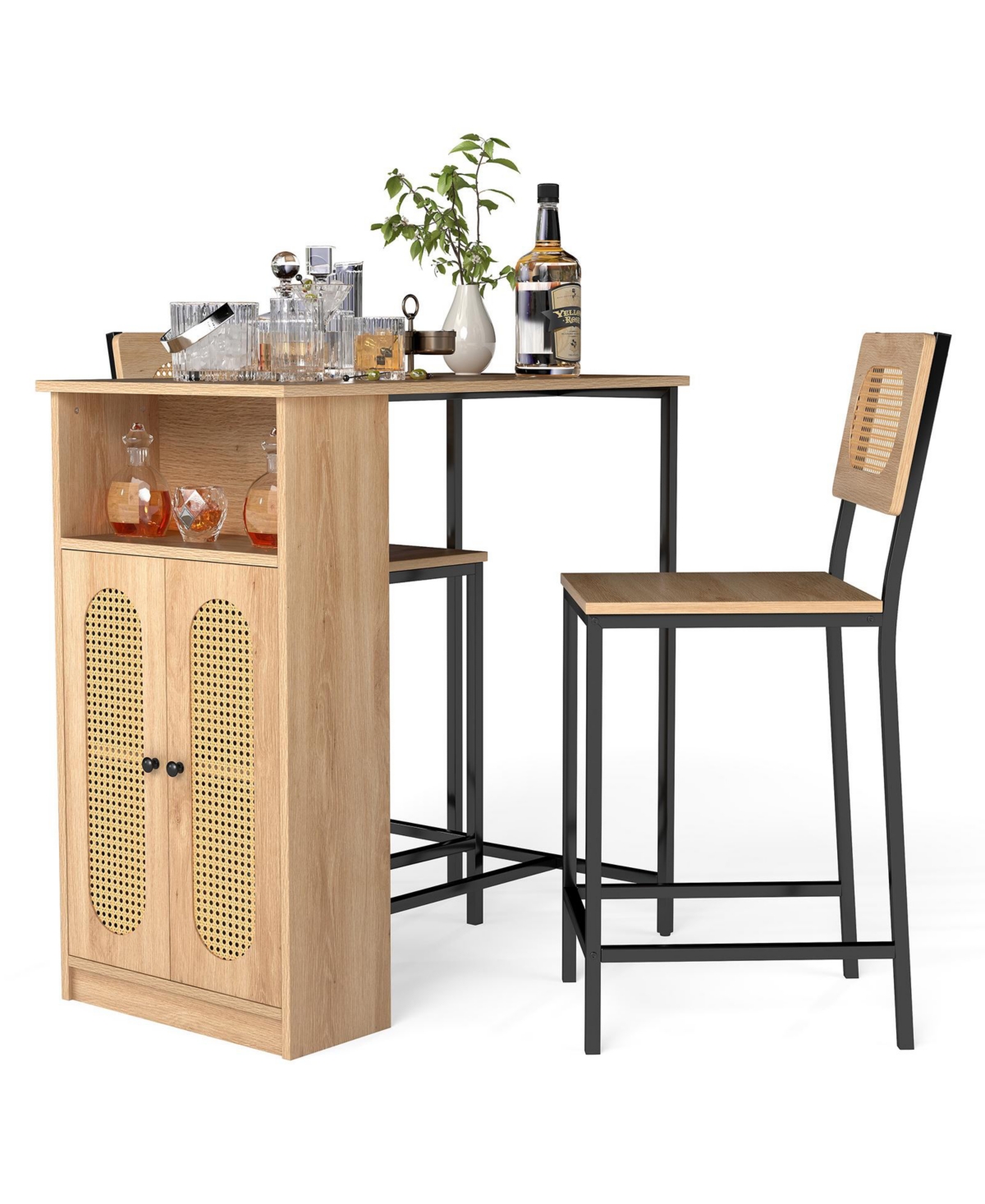 Click here for Gymax 3 Pcs Bar Table and Chairs Set w/ 2 Bar Stoo... prices