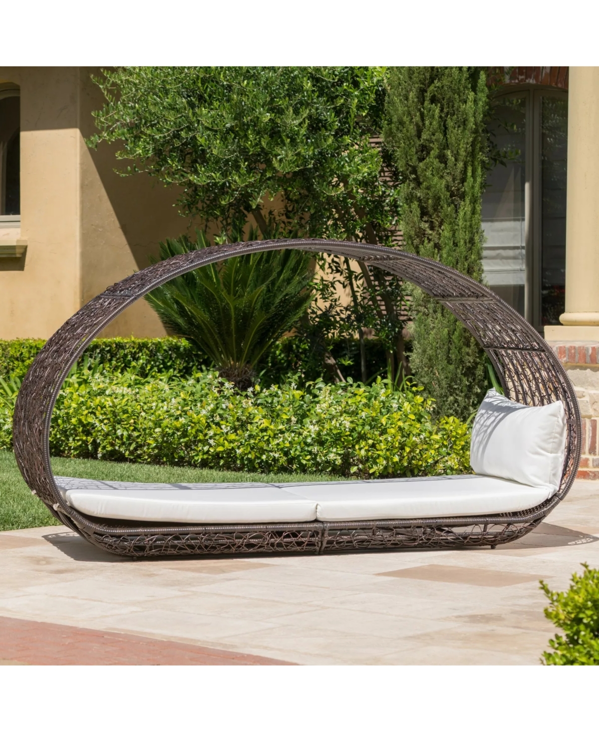 Click here for Mondawe Outdoor Wicker Canopy Daybed - Aluminum Fr... prices
