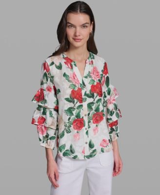 Click here for Karl Lagerfeld Paris Womens Printed Long Sleeve To... prices