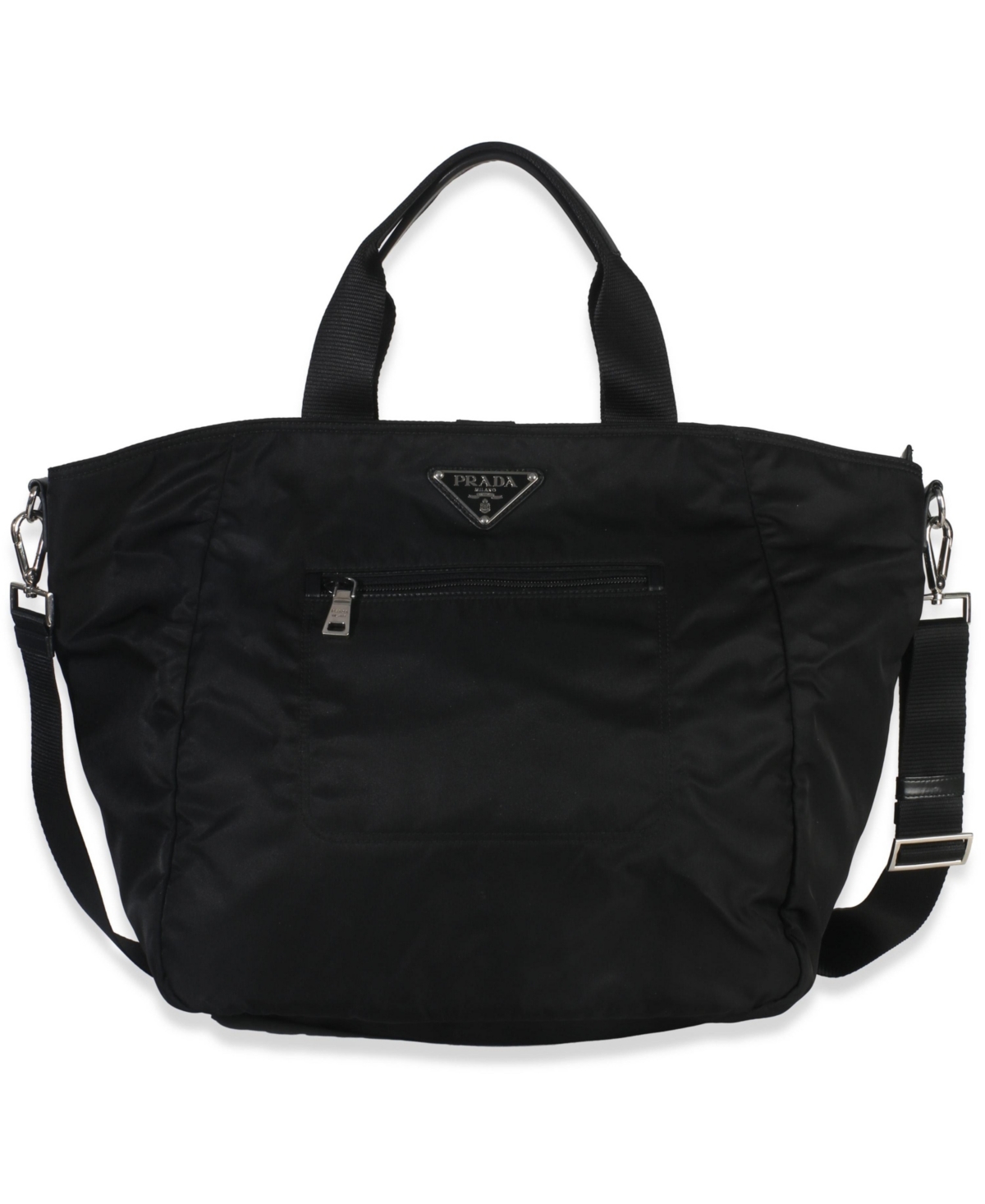 Click here for Pre-Owned Prada Black Tessuto Saffiano Leather Lar... prices