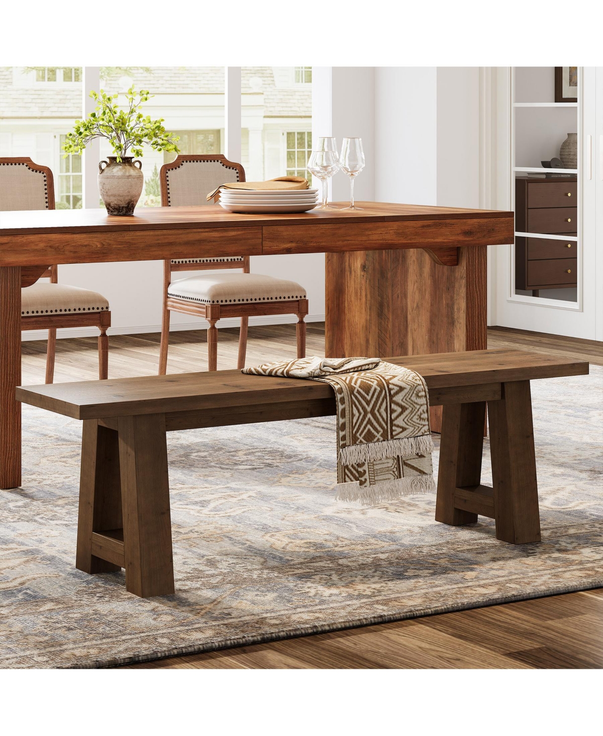 Click here for Tribesigns Solid Wood Dining Bench with A-Shaped L... prices