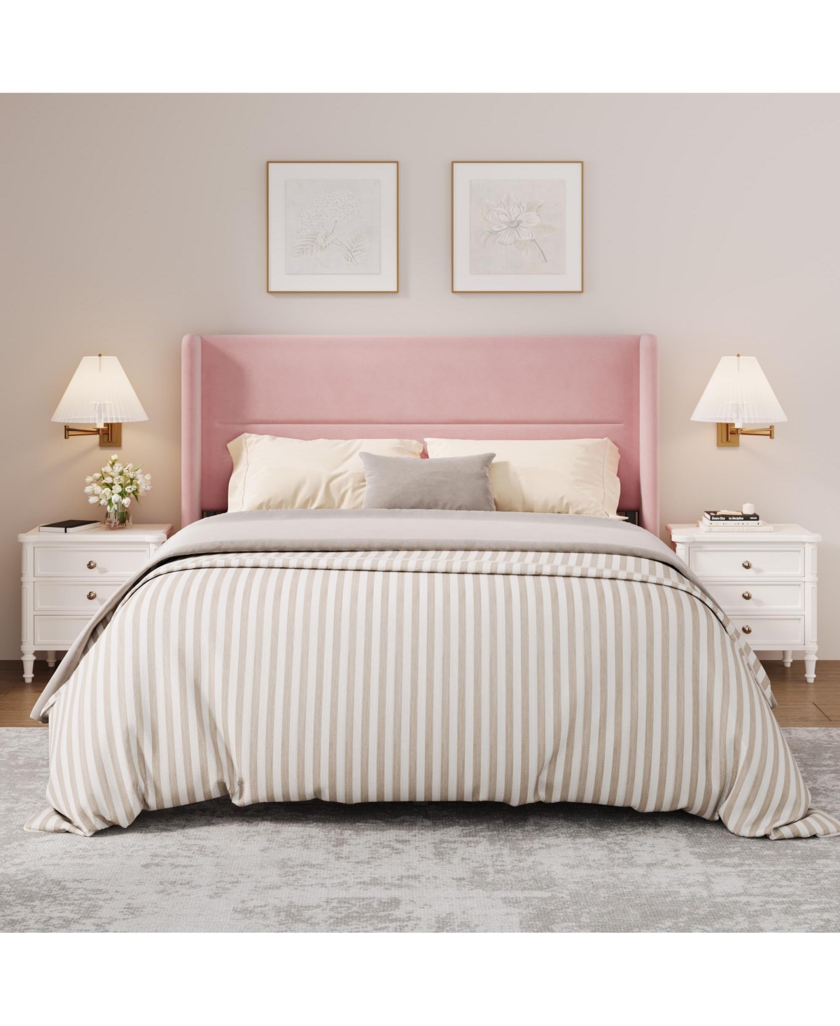 Click here for gaomon Bed Frame with Wingback Headboard  Velvet U... prices