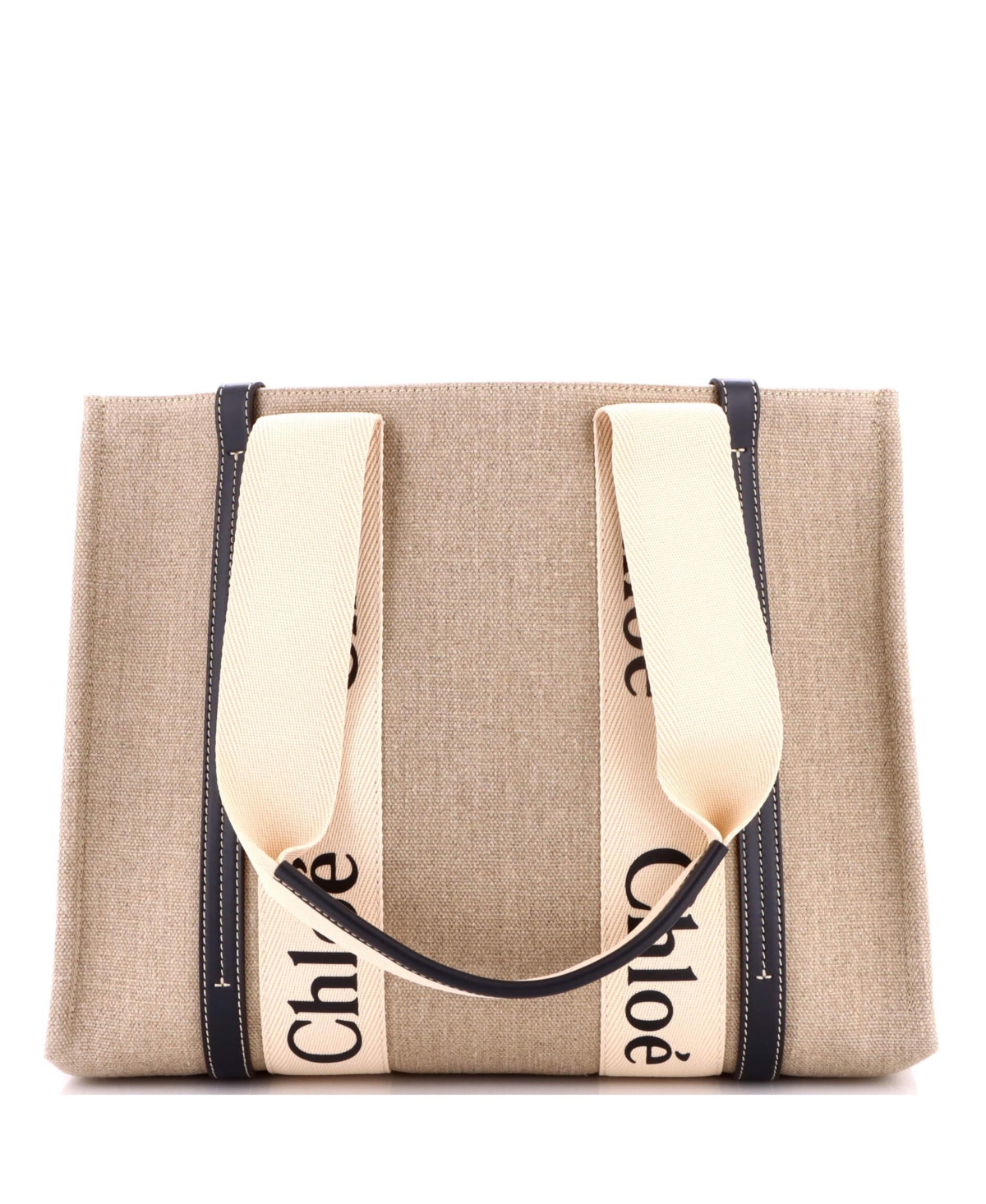 Click here for Pre-Owned Chloe Medium Woody Tote Canvas with Leat... prices