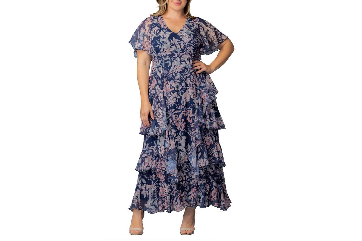Click here for Kiyonna Plus Size Tour de Flounce Evening Gown - N... prices