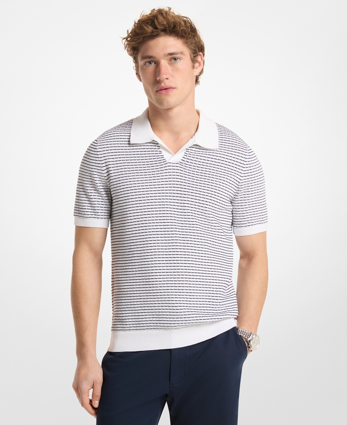 Click here for Michael Kors Mens Johnny Collar Short-Sleeve Cotto... prices