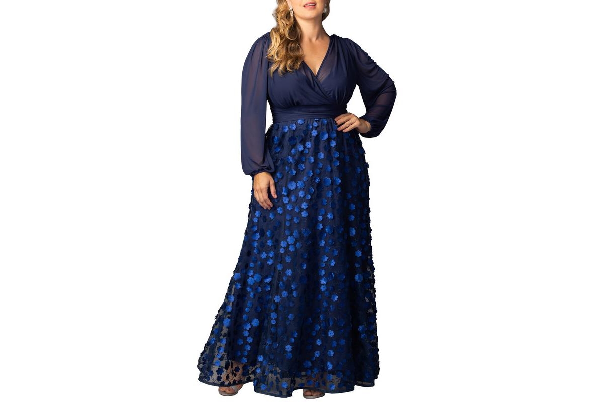 Click here for Kiyonna Plus Size Blossoming Beauty Mesh Evening G... prices