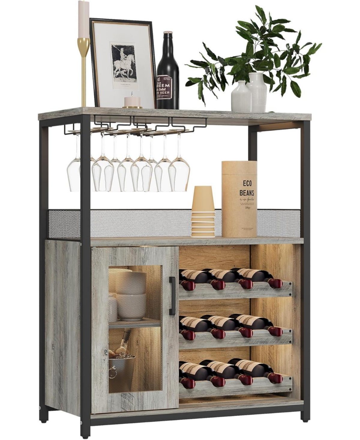 Click here for gaomon Wine Bar Rack with Led Light 3-Tier Adjusta... prices