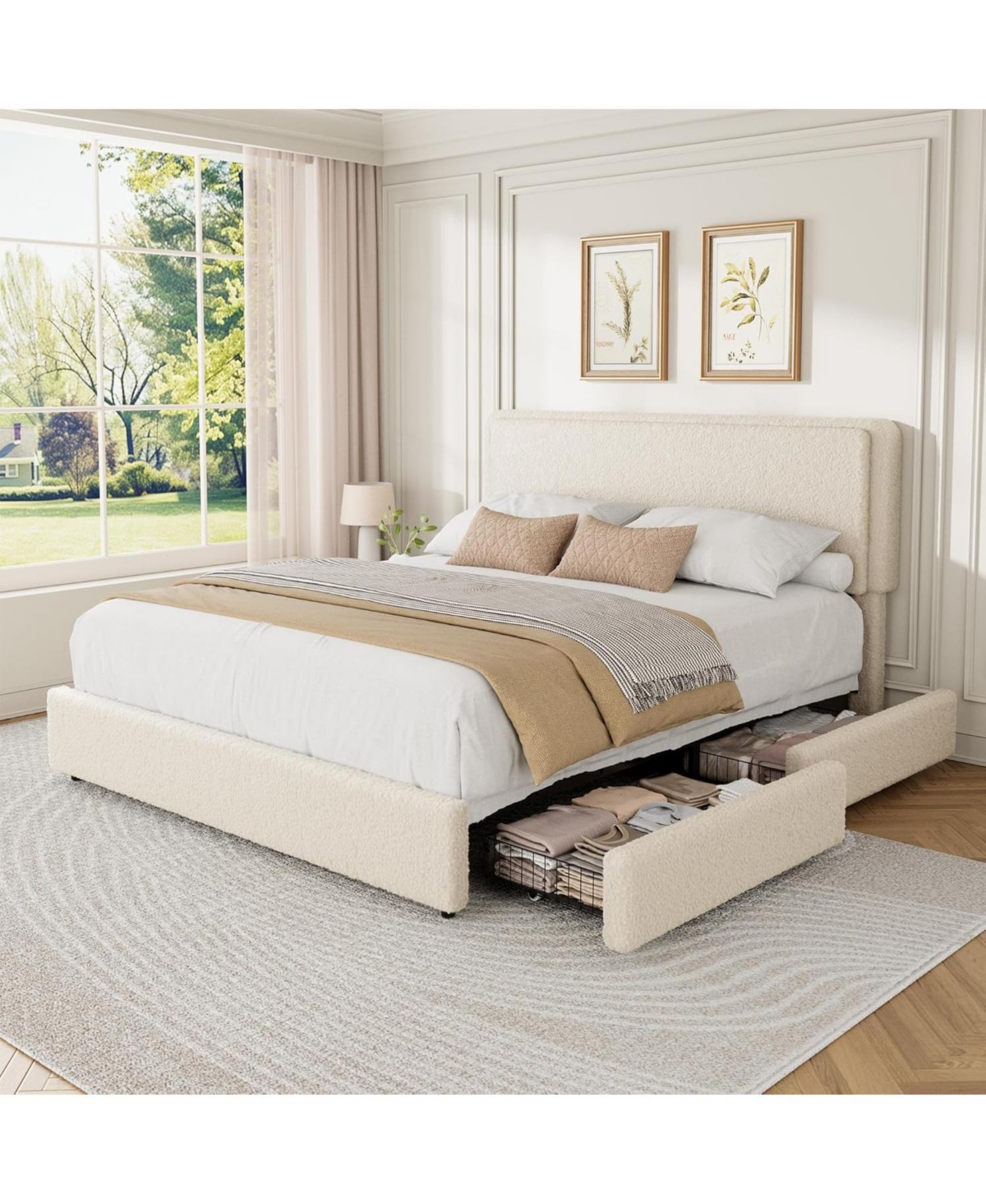 Click here for gaomon Teddy Fleece Bed Frame with 2 Storage Drawe... prices