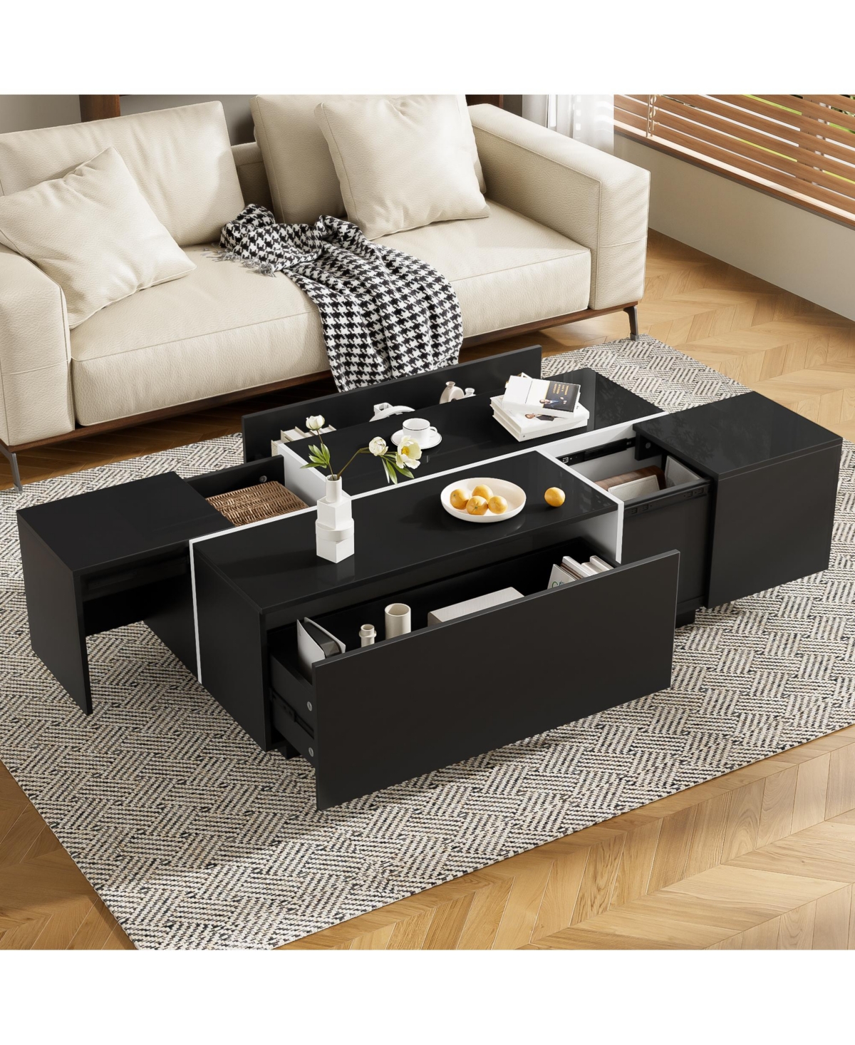 Click here for Rainsken Extendable Coffee Table - High-Gloss Fini... prices