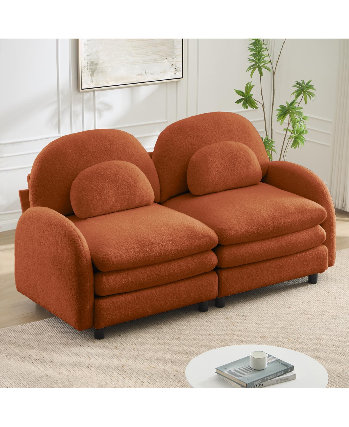 Click here for Rainsken Stylish Curved Back Teddy Fabric Loveseat... prices