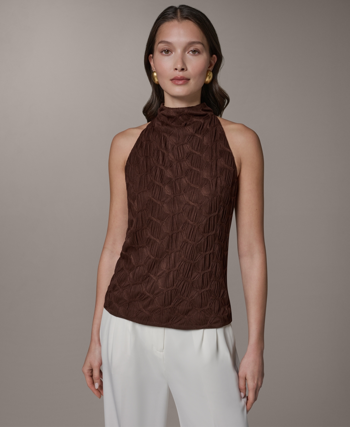 Click here for Donna Karan New York Womens Textured Mock Neck Top... prices