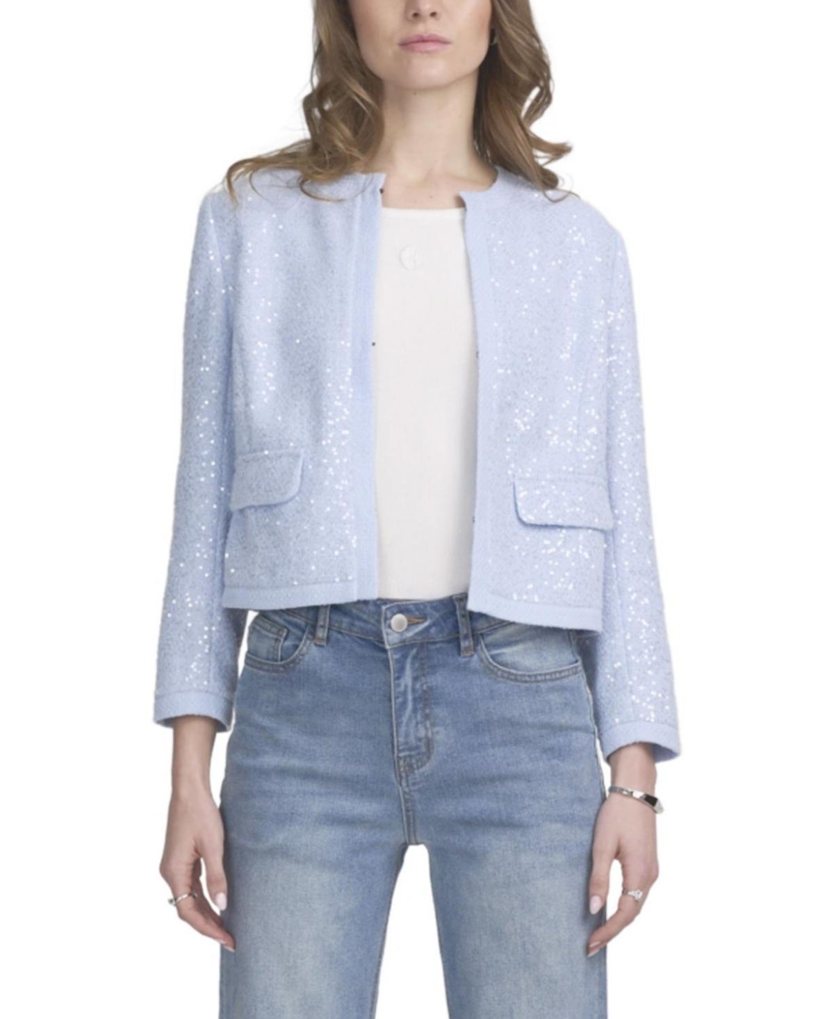 Click here for Elle Collection Womens Sequin Jacket - Icy blue prices