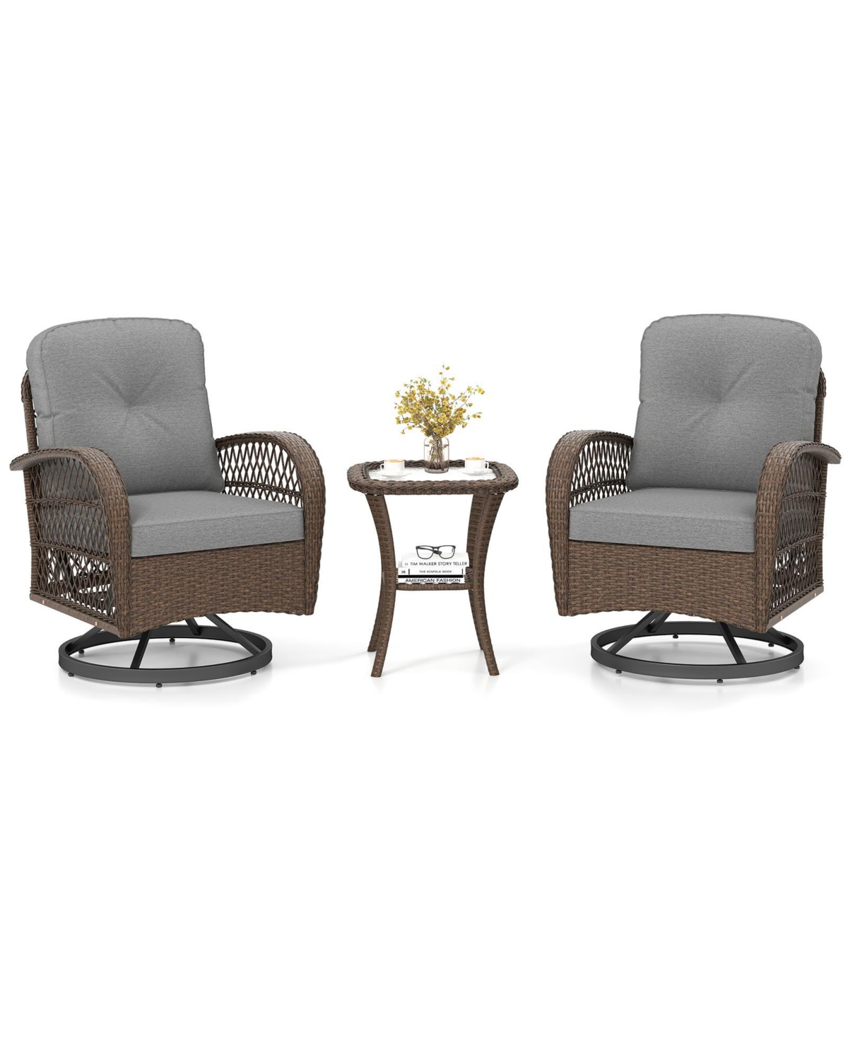 Click here for Gymax Set Of 3 Patio Swivel Rocker Set Gliding Bis... prices