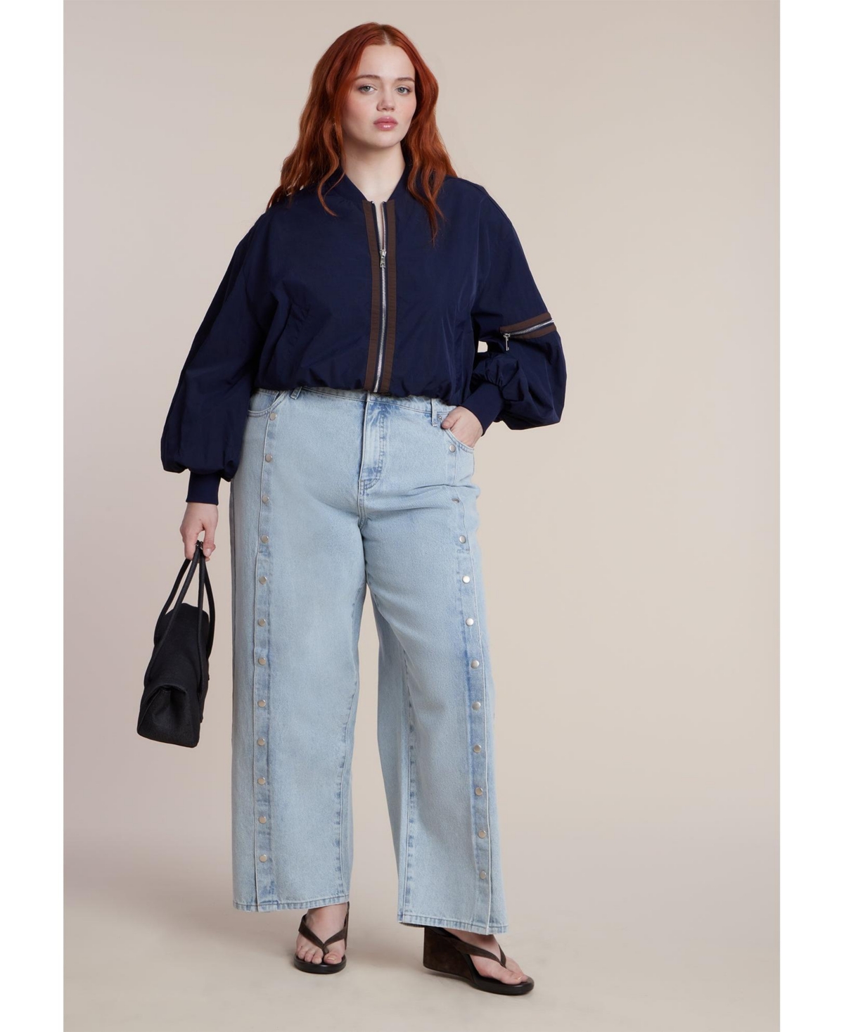 Click here for Eloquii Womens Snap Front Midrise Jean - Pastel bl... prices