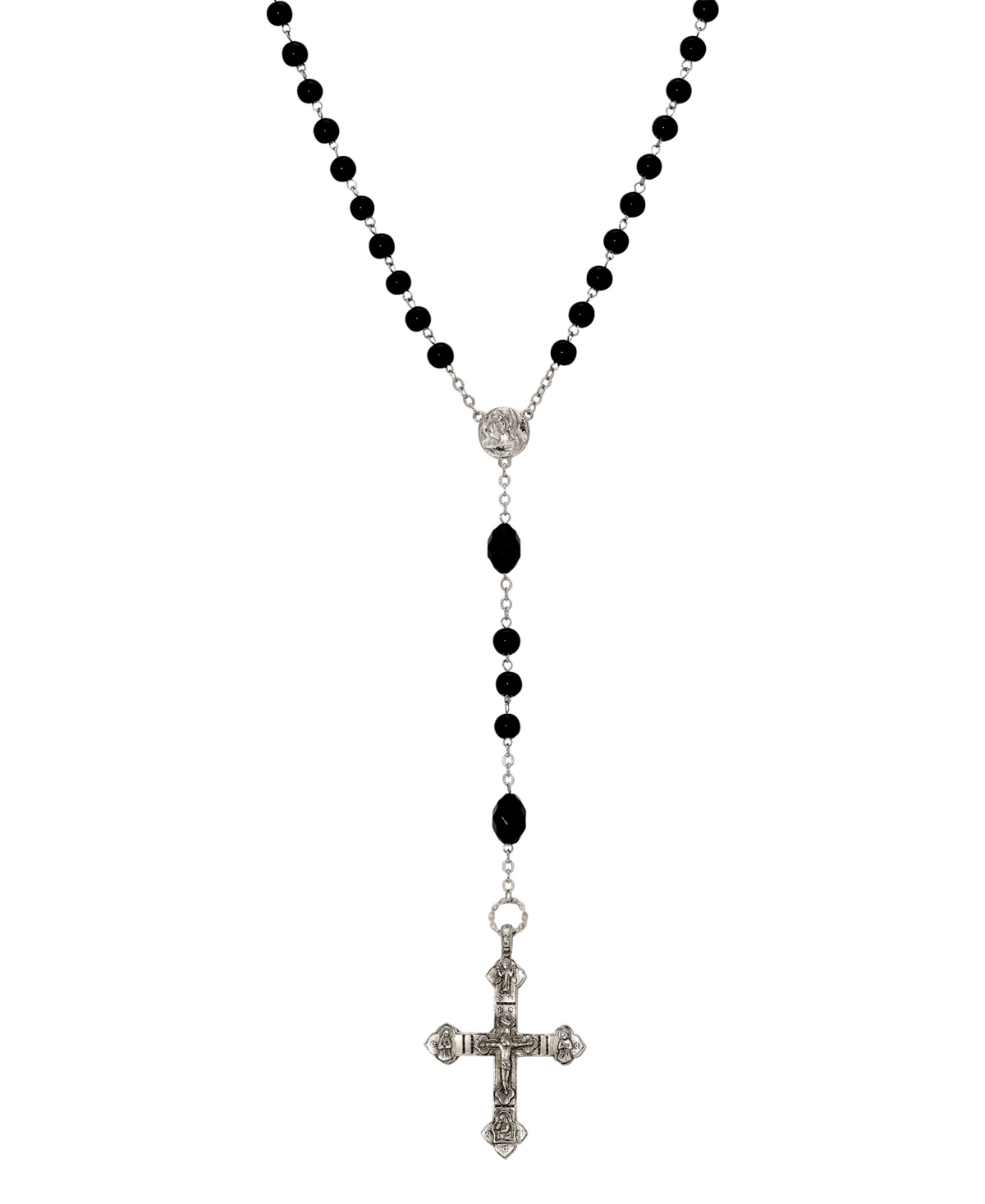Click here for Symbols of Faith Silver Tone Black Glass Bead With... prices
