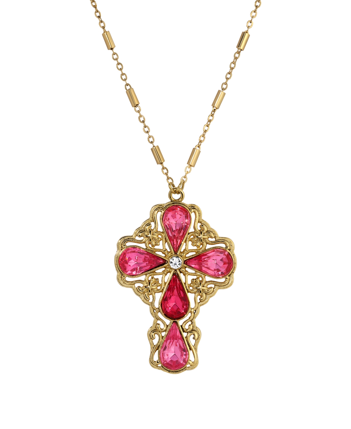 Click here for Symbols of Faith Gold-Tone Pink Rose Teardrop Crys... prices