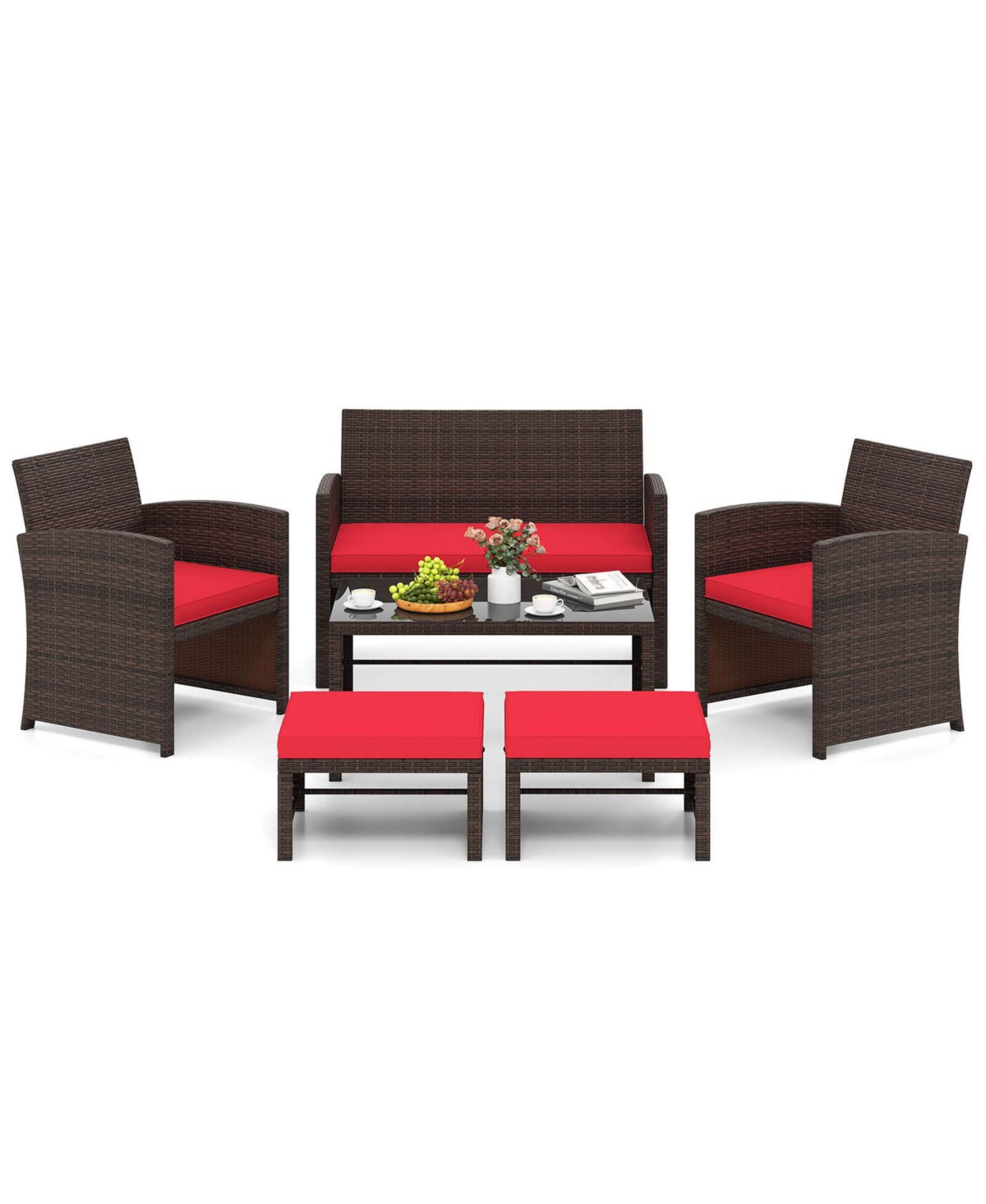 Click here for Gymax 6 Pcs Patio Furniture Set w/ 1 Loveseat 1 Co... prices